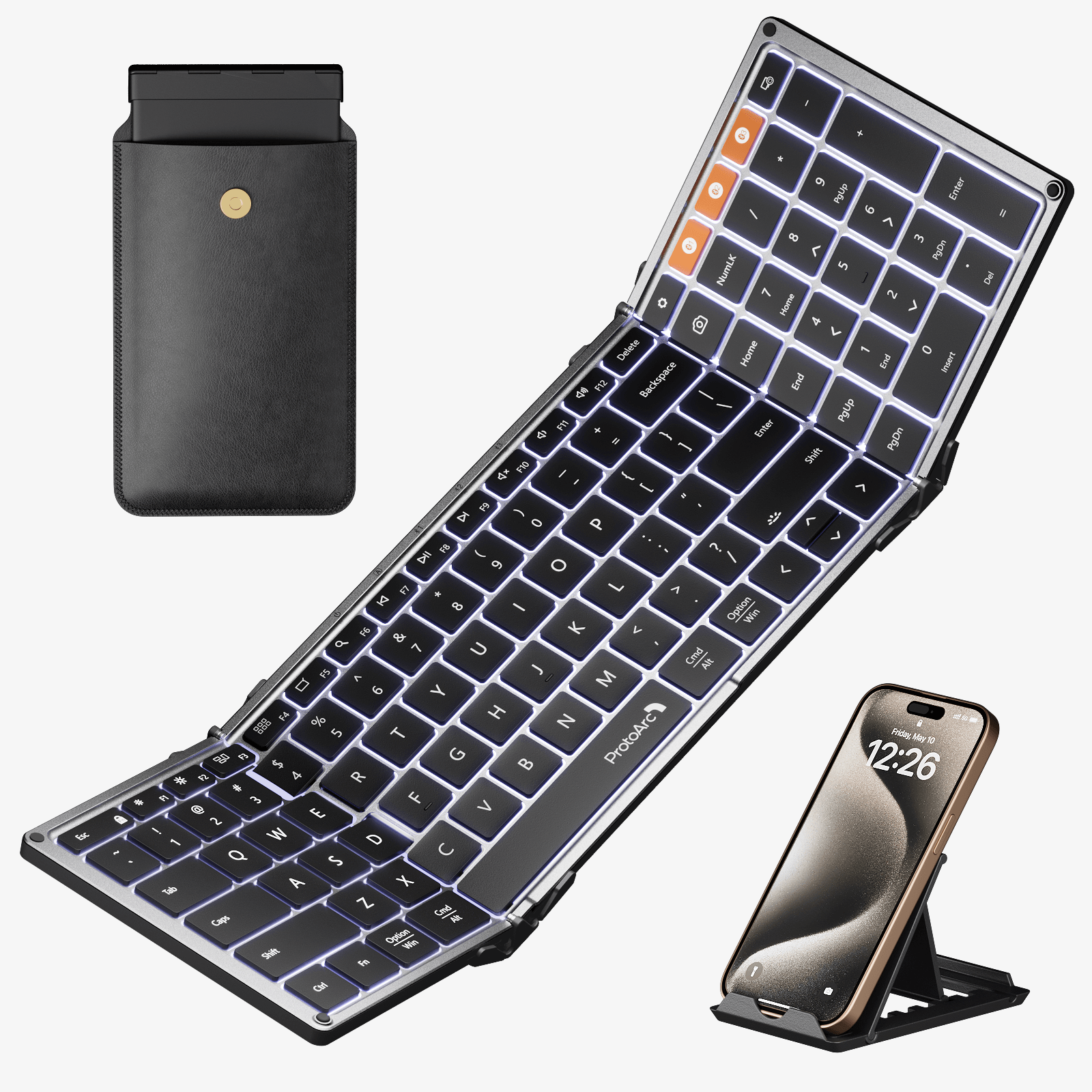 Xk01 Plus Foldable Backlit Bluetooth Keyboard Protoarc