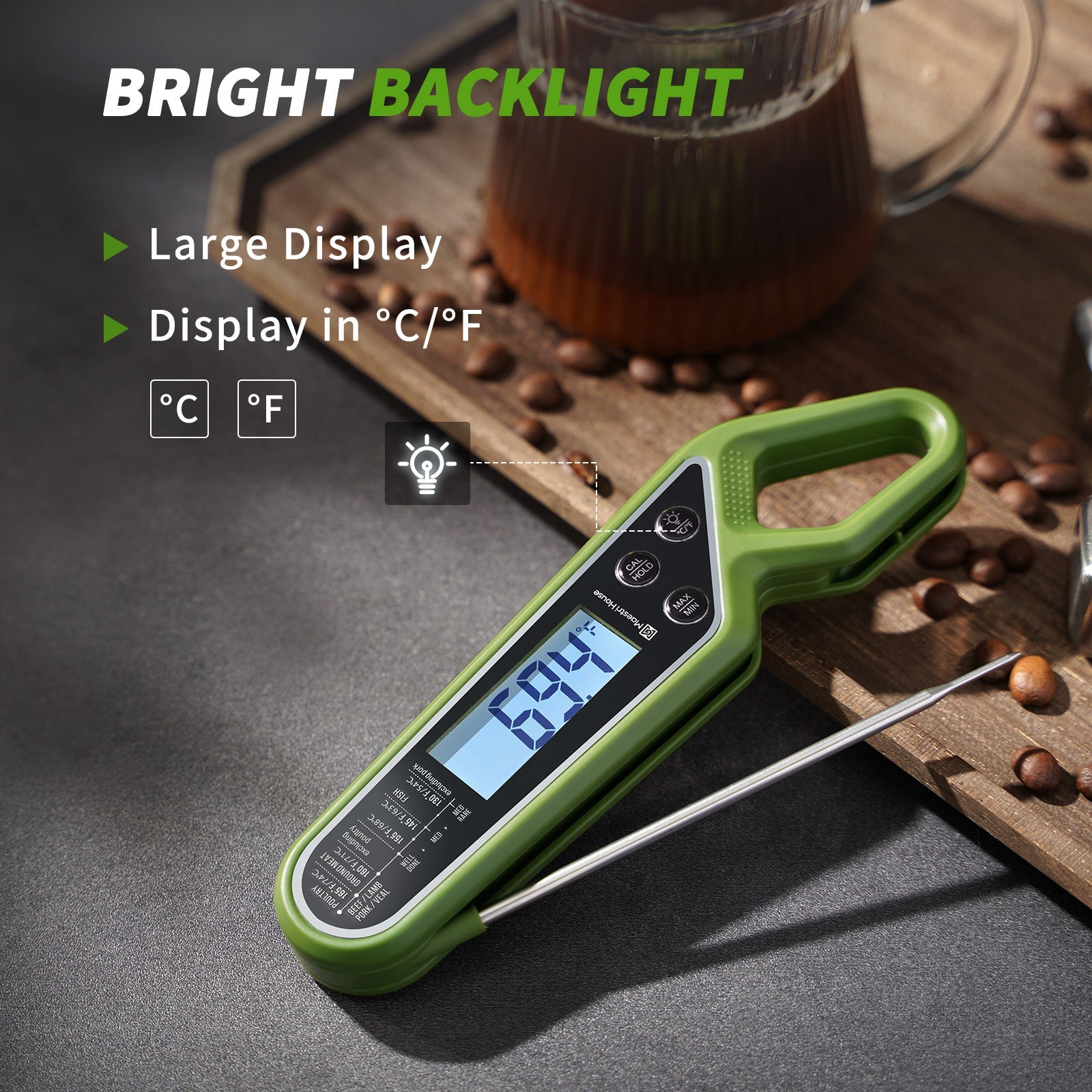 Digital Waterproof Food Thermometer | Fast Read Kitchen Tool – ProtoArc