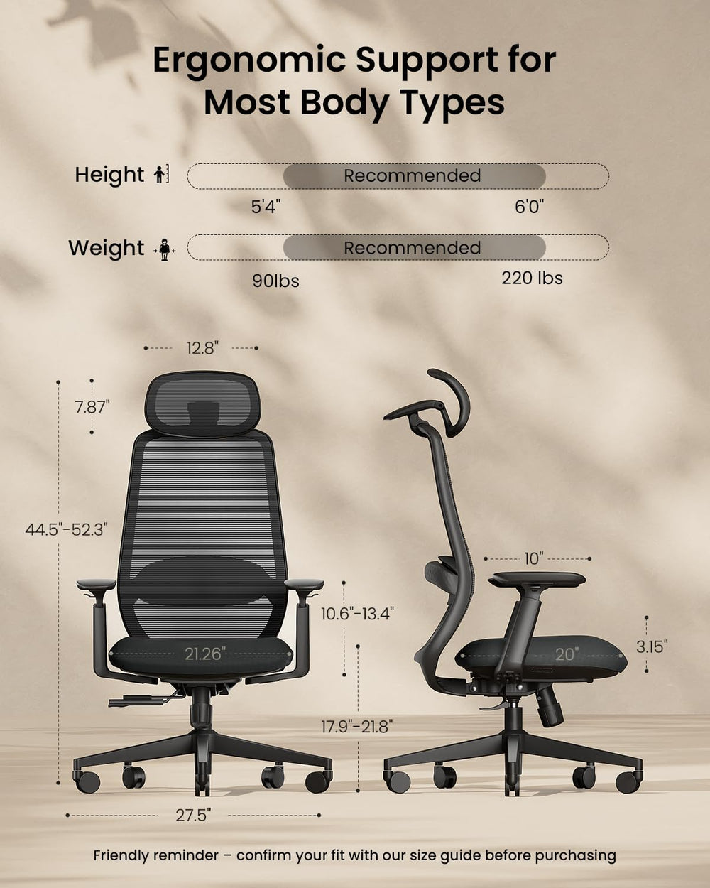 EC200 - High-Back Ergonomic Office Chair - ProtoArc