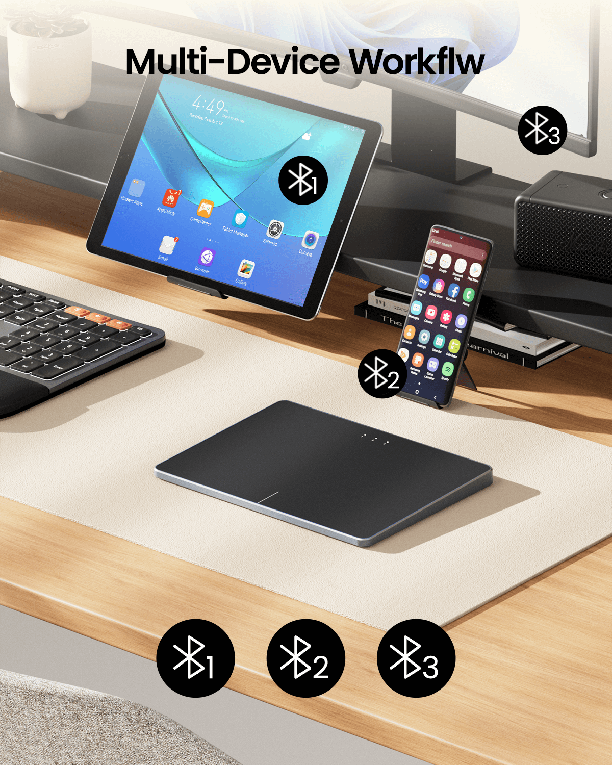 ProtoArc® T1 Plus Wireless Trackpad Bluetooth Touchpad Mouse for Windows