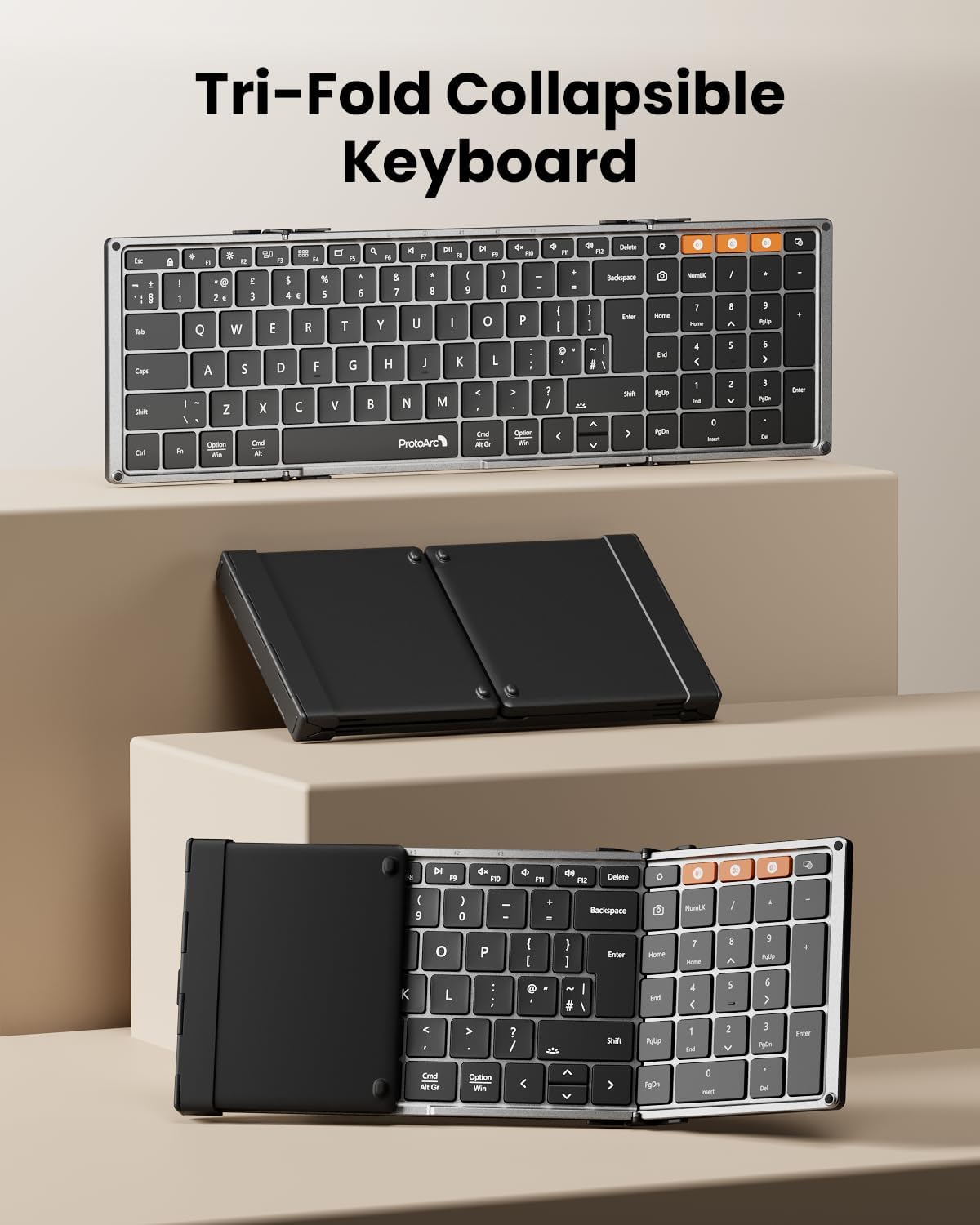 ProtoArc® XK01 Plus Backlit Foldable Bluetooth Portable Keyboard