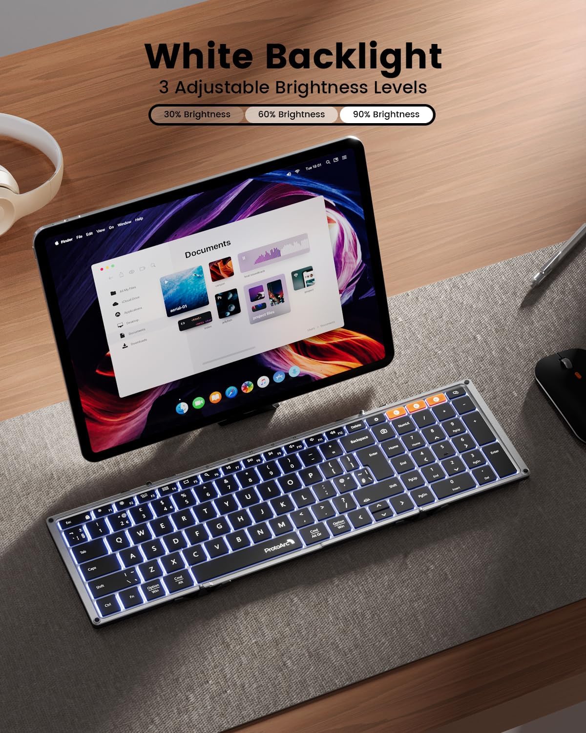 ProtoArc® XK01 Plus Backlit Foldable Bluetooth Portable Keyboard