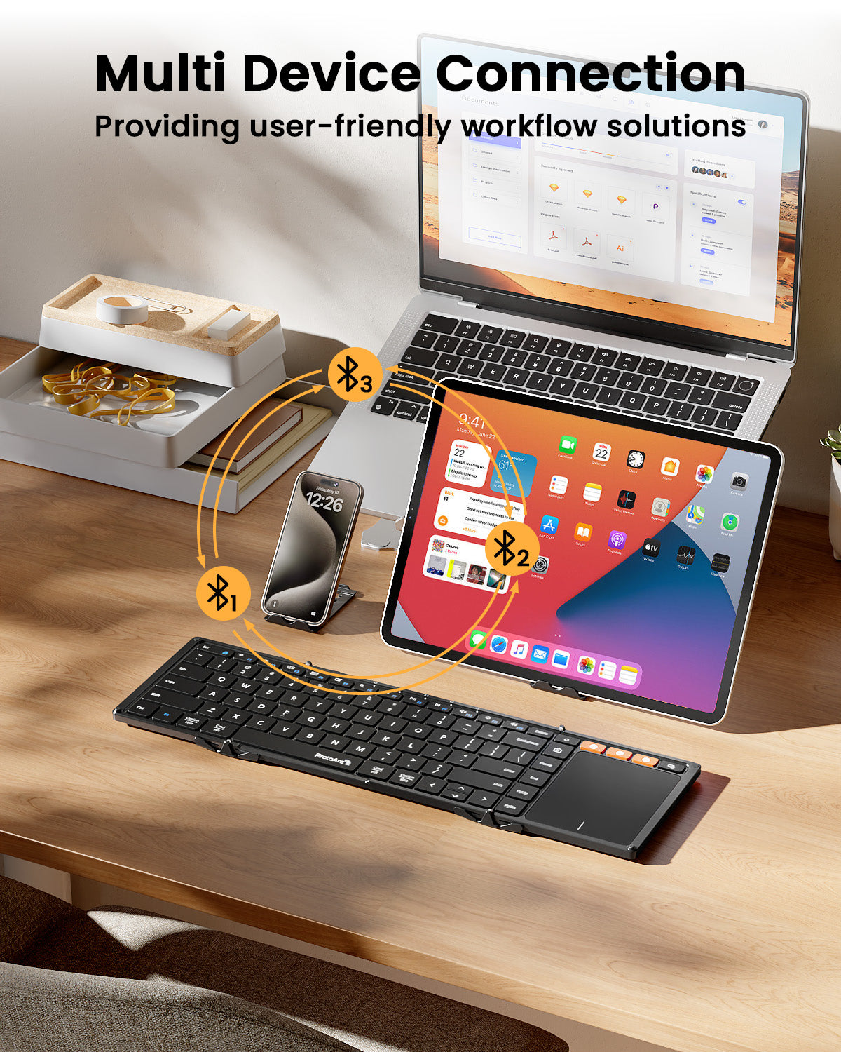 Xk01 Tp Foldable Bluetooth Keyboard With Touchpad Protoarc