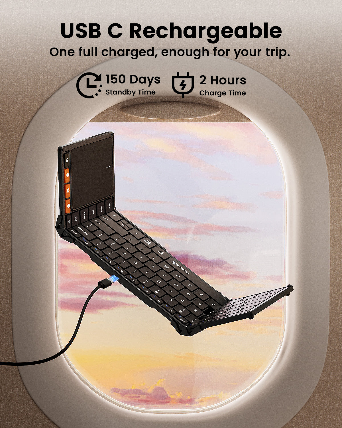 Xk01 Tp Foldable Bluetooth Keyboard With Touchpad Protoarc