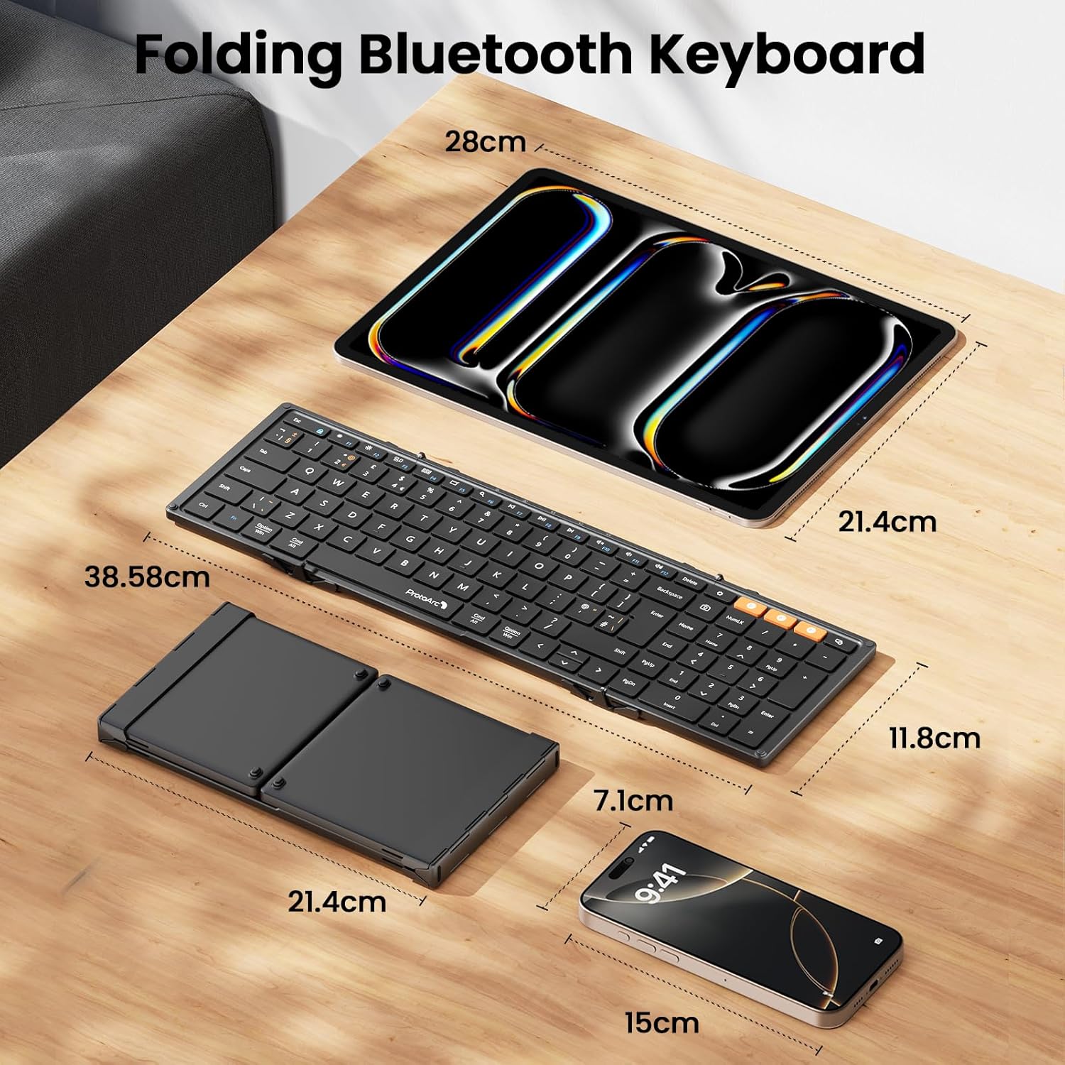 XK01 | Tri-Fold Bluetooth Keyboard UK Layout – ProtoArc