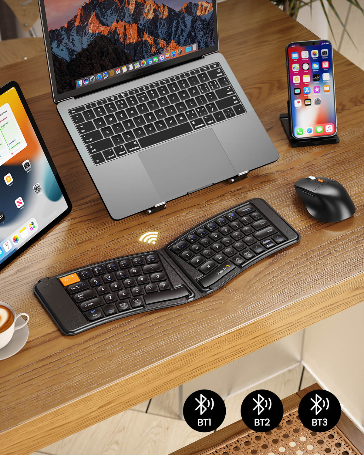 Xkm03 Ergonomic Foldable Bluetooth Keyboard And Mouse Protoarc